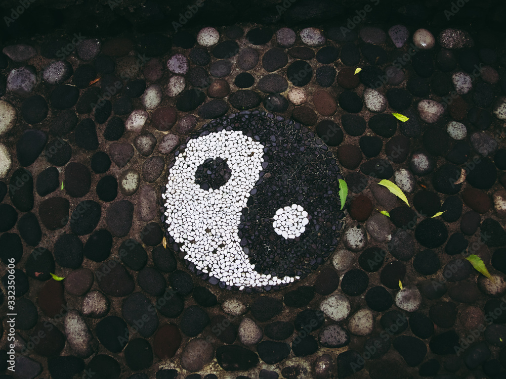 Yin Yang stone floor symbol - background Stock Photo | Adobe Stock