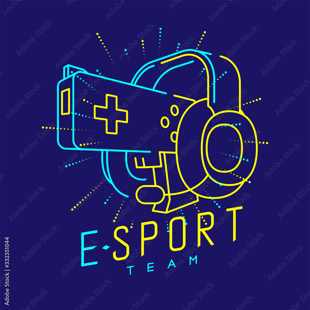 Esport streamer logo icon outline stroke, Joypad or Controller gaming ...