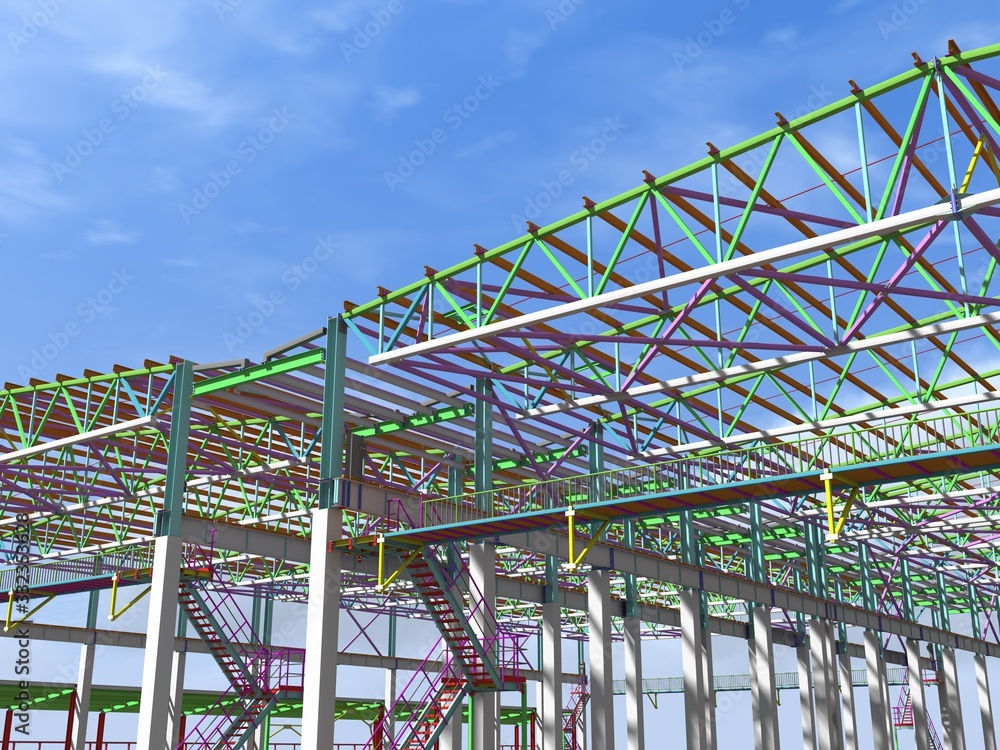 BIM-project of an industrial production frame of a building . 3D ...