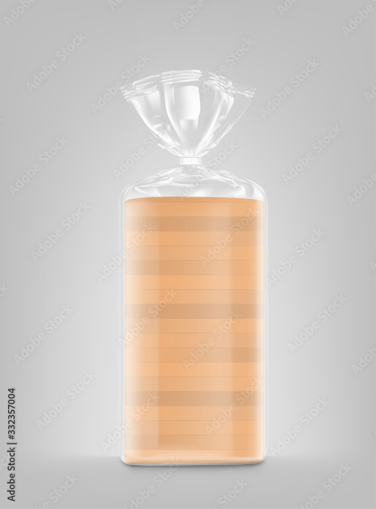 Toast bread packaged with clip. Vector illustration on grey background ...