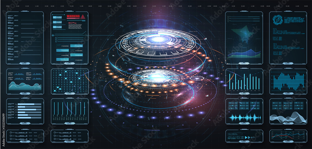 Futuristic circle vector HUD, GUI, UI interface screen design.Vector ...