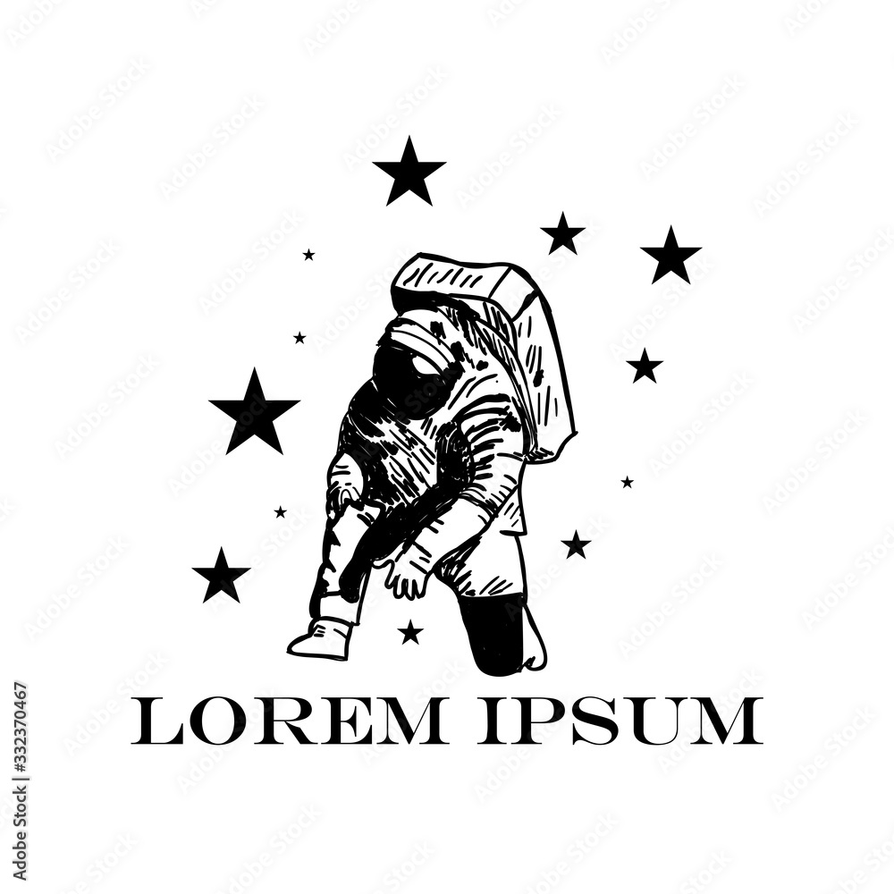 astronot template drawing logo vector Stock Vector | Adobe Stock
