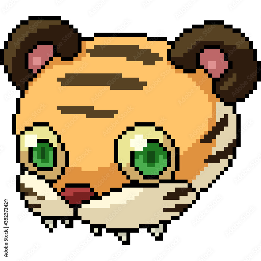 vector pixel art isolated tiger kid Stock Vector | Adobe Stock