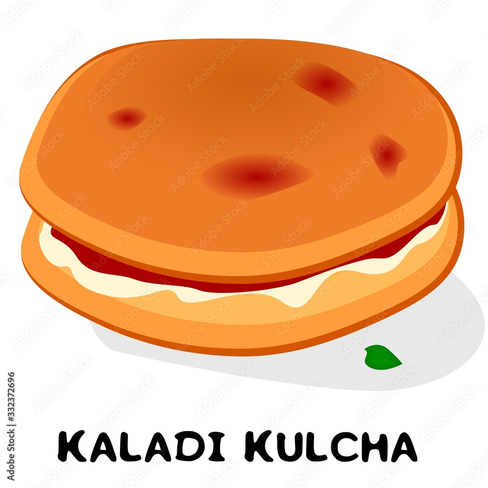kaladi kulcha indian Jammu and Kashmir Food Vector Stock Vector | Adobe ...