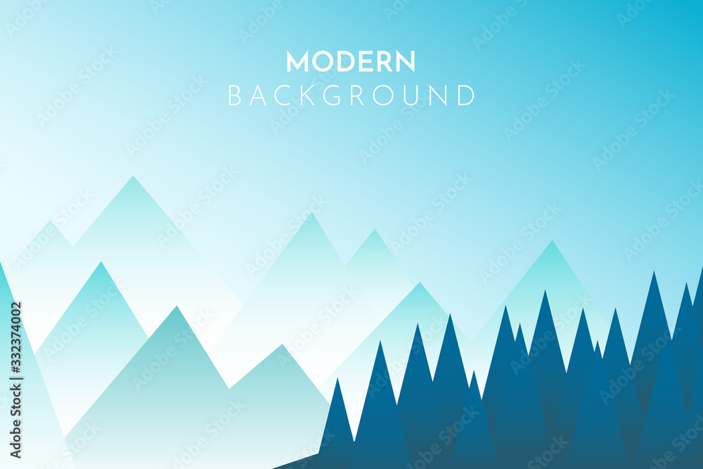 Peaceful landscape. Vector illustration. Minimalist style. Monotone ...
