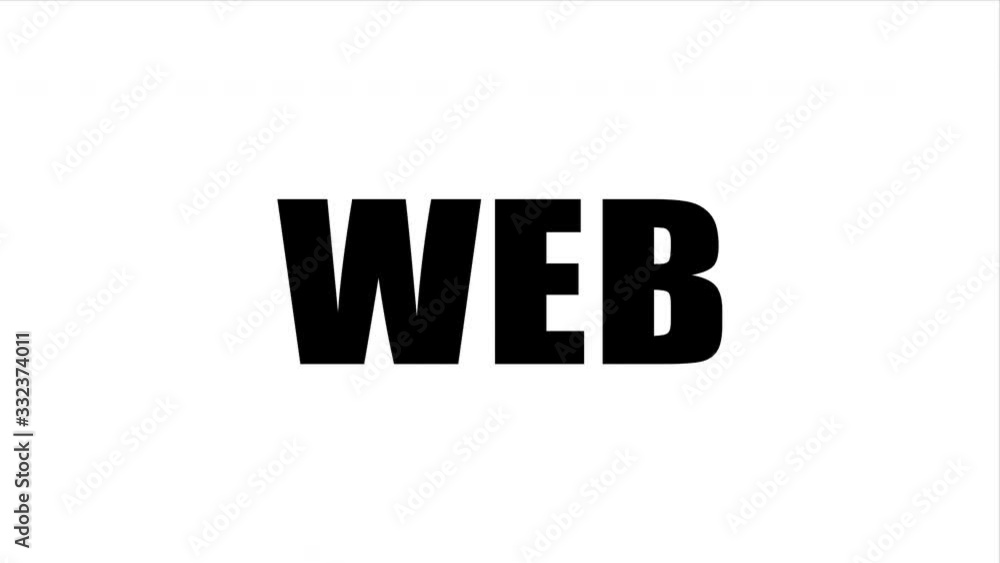 The word web on a black and white background. On a black background in ...