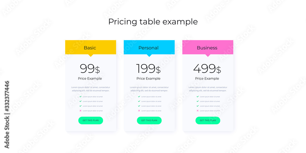 Price Table Concept In Realistic Neuromorphism Vector Design Pricing Or Subscription Plan Ui