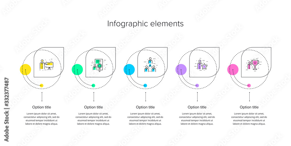 Grafika wektorowa Stock: Business process chart infographics with 5 ... Grafika wektorowa Stock: Business process chart infographics with 5 ...