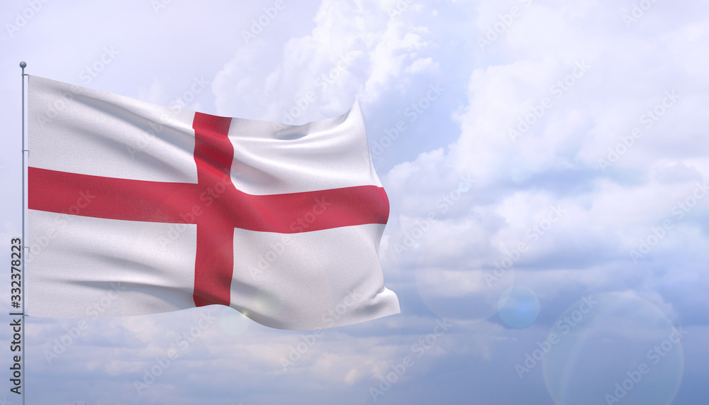 Waving flags of the world - flag of England. 3D illustration. Stock ...