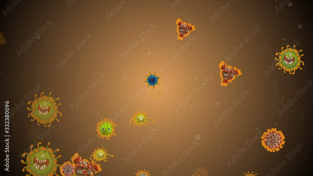 Medical illustration 2d, 3d animation background of cells, bacteria ...
