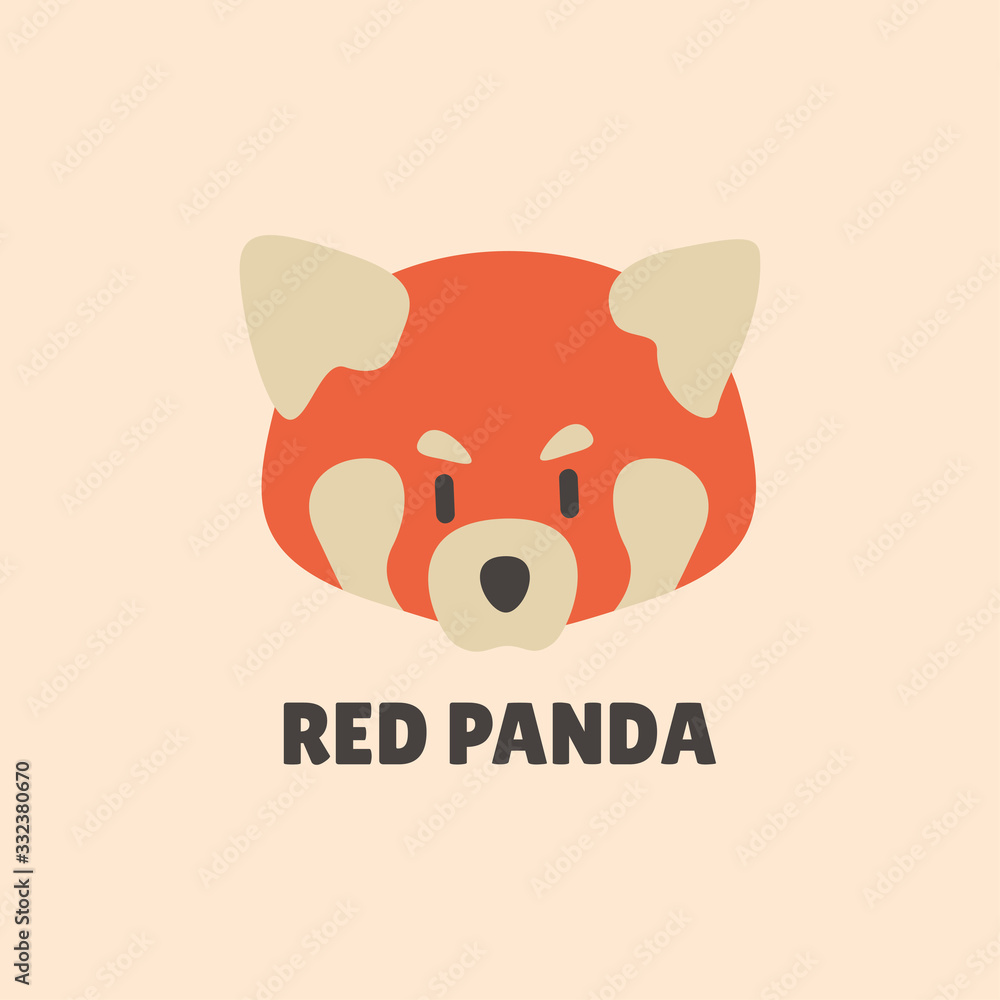 Vector Logo of red panda cartoon style on pastel background. Stock ...