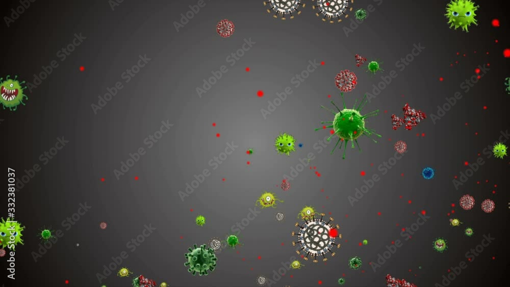 Medical illustration 2d, 3d animation background of cells, bacteria ...