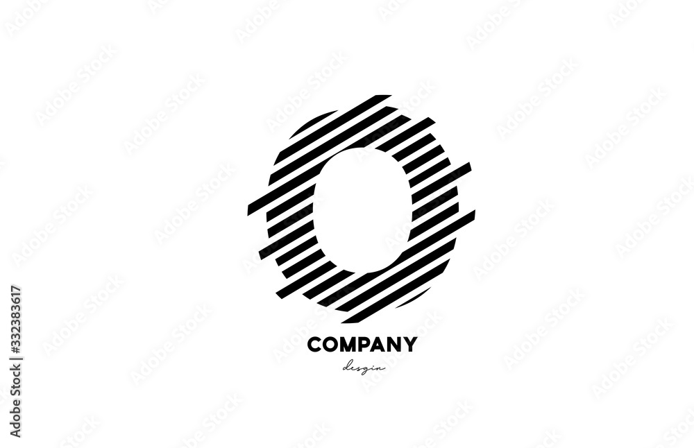 black and white O alphabet letter logo design icon for company and ...