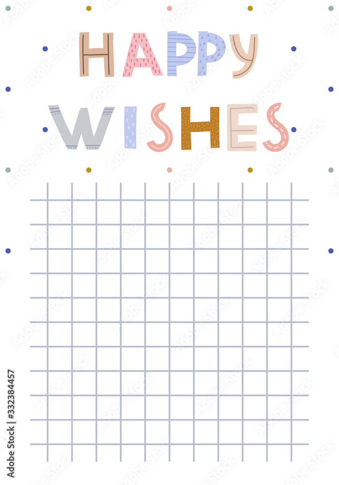 Page for notebook with hand drawn Happy Wishes.Cheerful notes.Printable ...