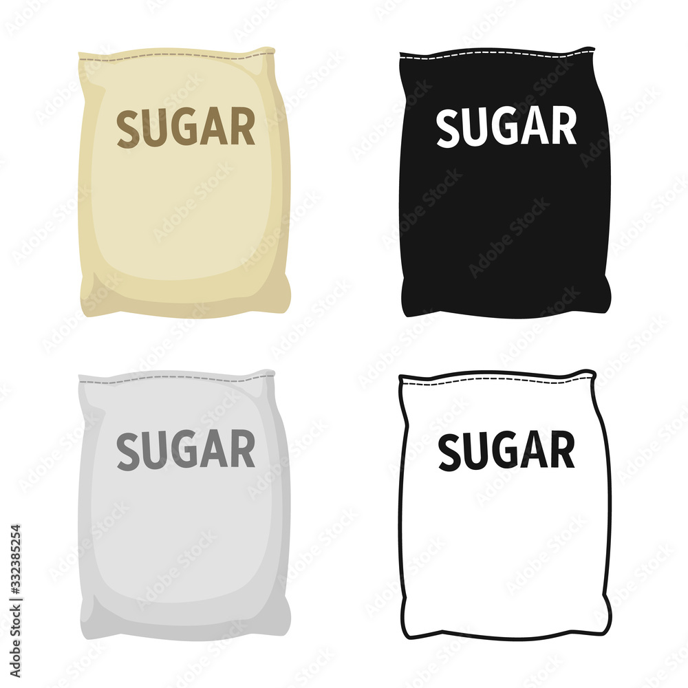Vector illustration of sugar and bag sign. Web element of sugar and ...
