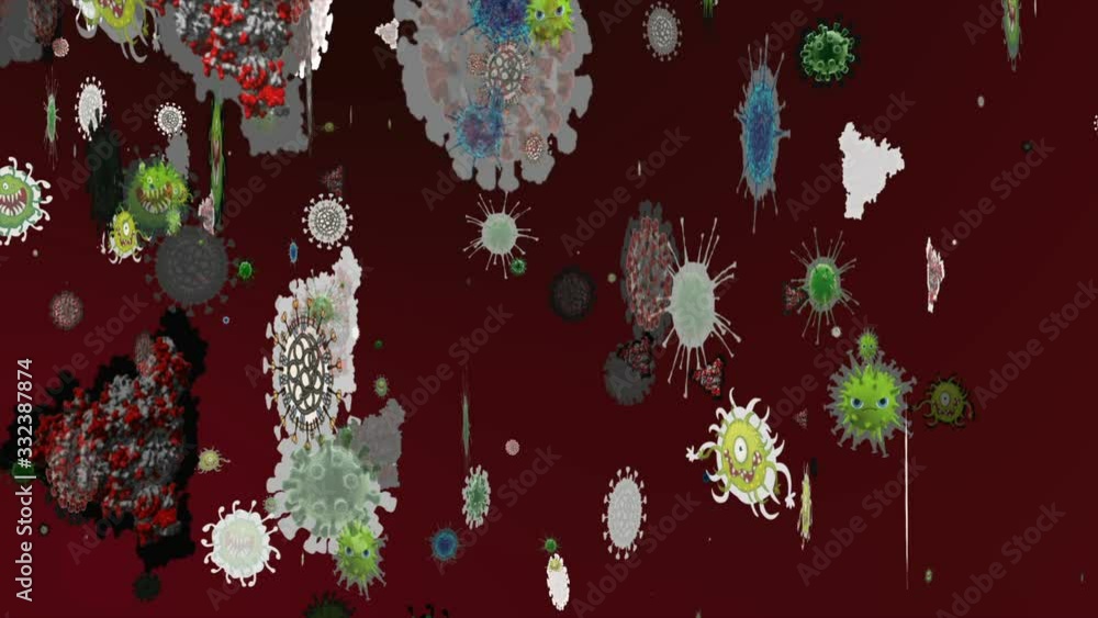 Medical illustration 2d, 3d animation background of cells, bacteria ...