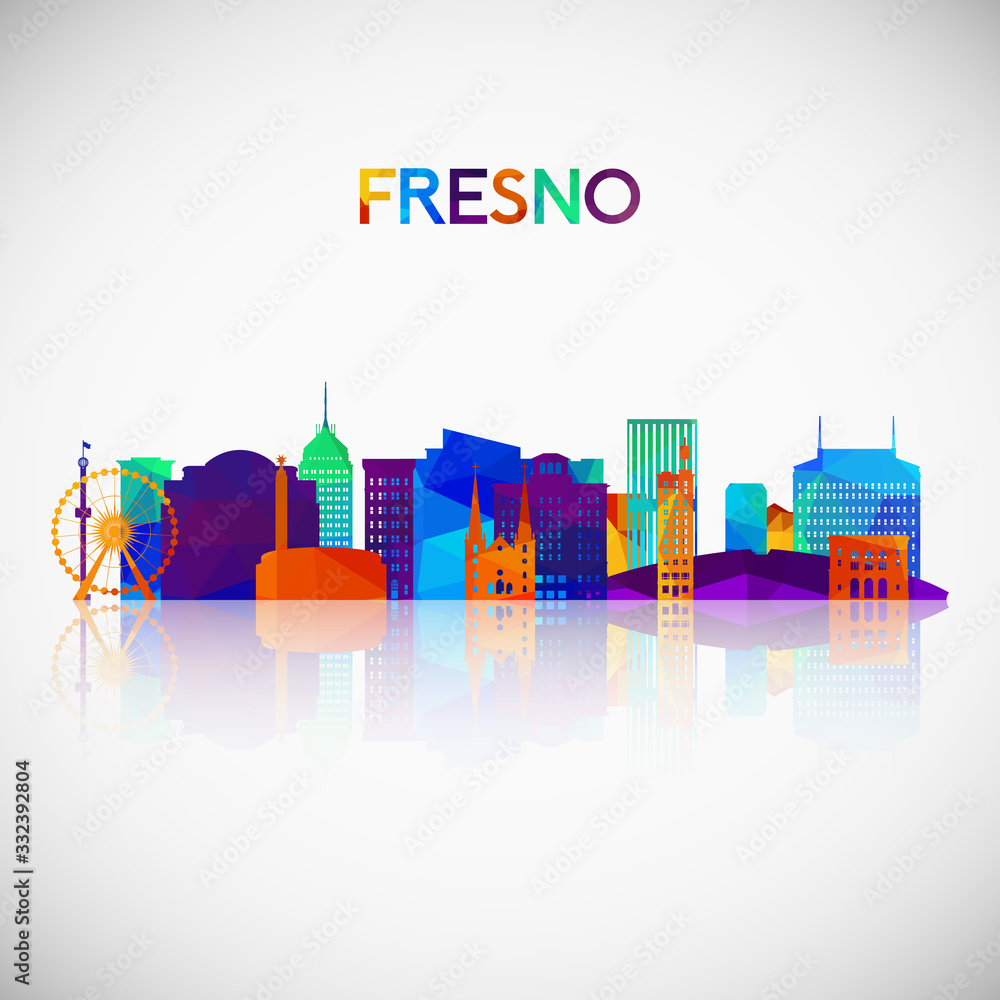 Fresno skyline silhouette in colorful geometric style. Symbol for your ...