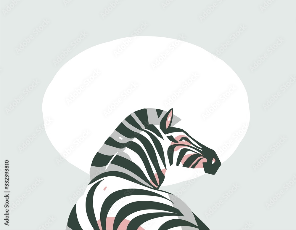 Hand drawn vector abstract cartoon modern graphic African Safari ...