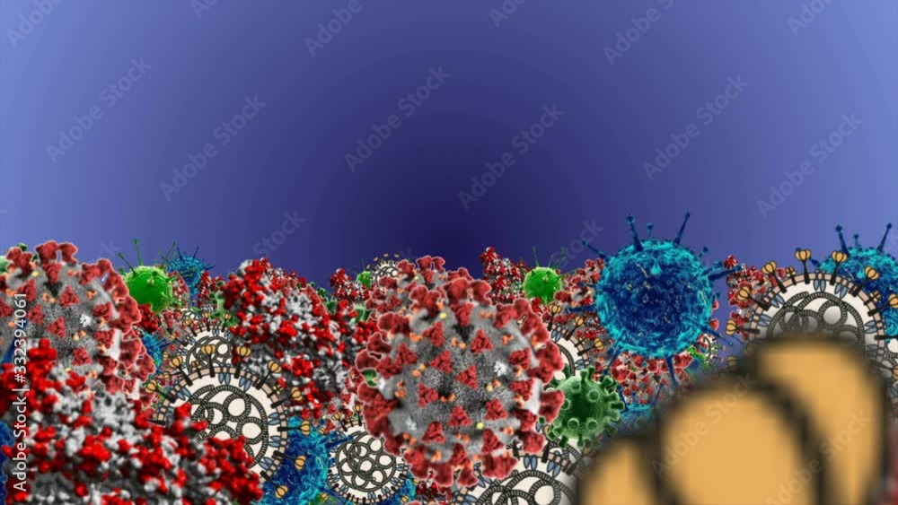 Medical illustration 2d, 3d animation background of cells, bacteria ...