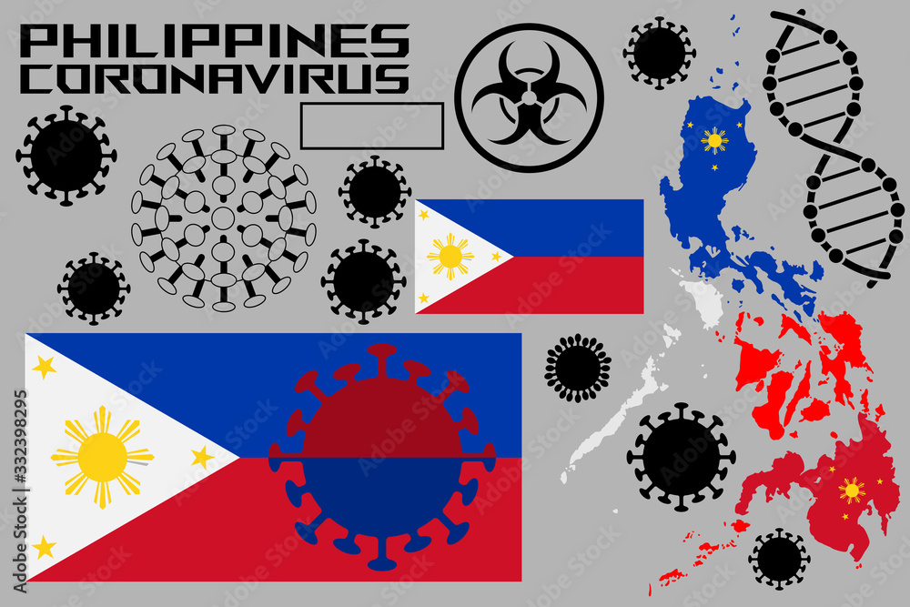 An illustration of a coronavirus, with flags and the territory of the ...