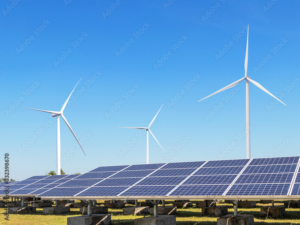 solar cells or solar panels or photovoltaic cells with wind turbines ...