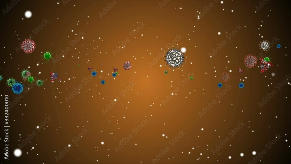 Medical illustration 2d, 3d animation background of cells, bacteria ...