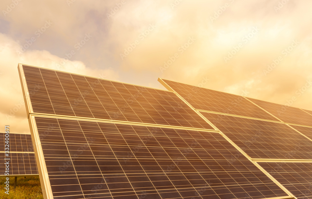 rows array of polycrystalline silicon solar cells or photovoltaic cells ...