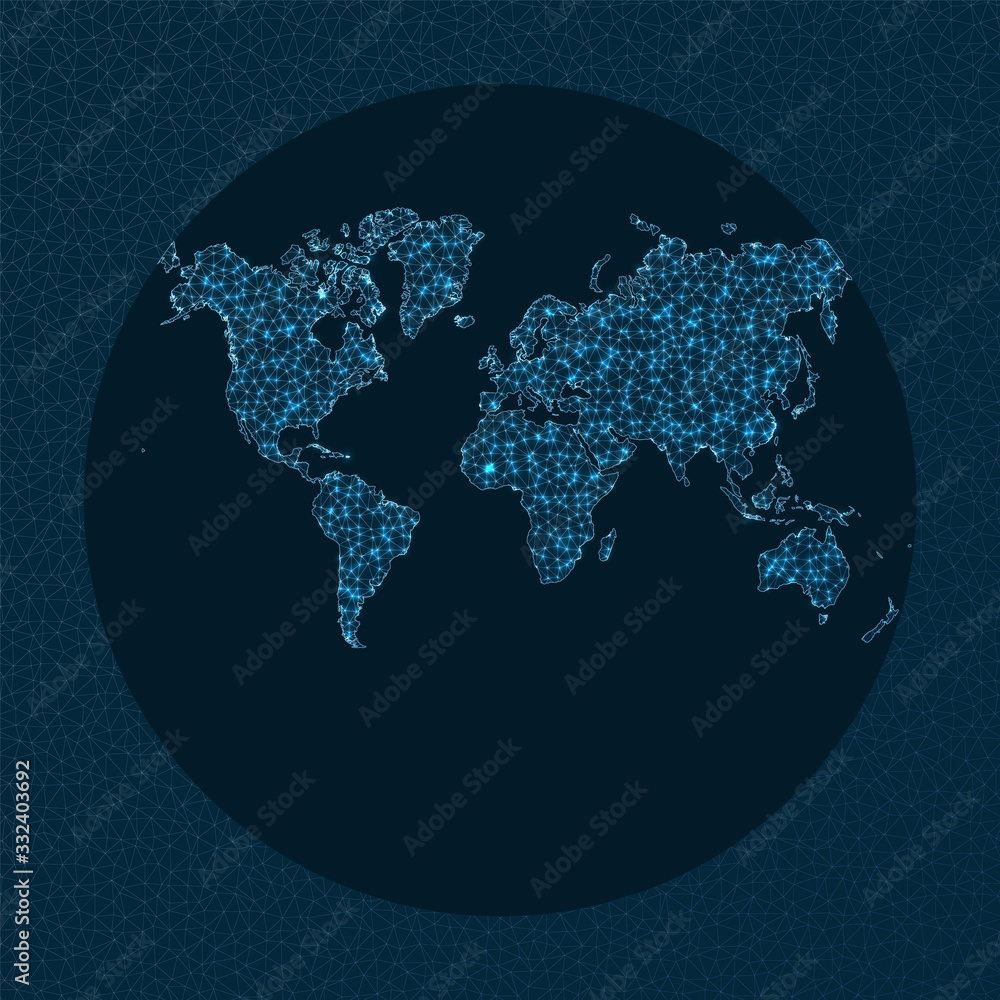 Internet And Global Connections Map Van Der Grinten Projection World Network Awesome