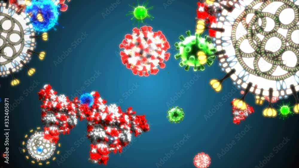 Medical illustration 2d, 3d animation background of cells, bacteria ...