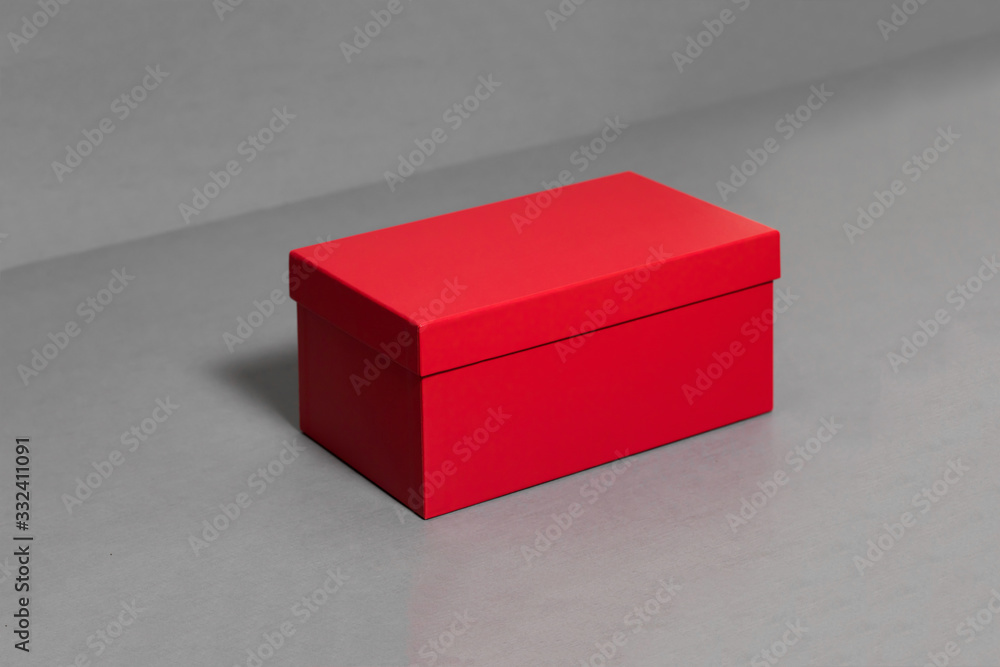 Red Shoe Box Mockup isolated on gray with clipping path.High resolution ...
