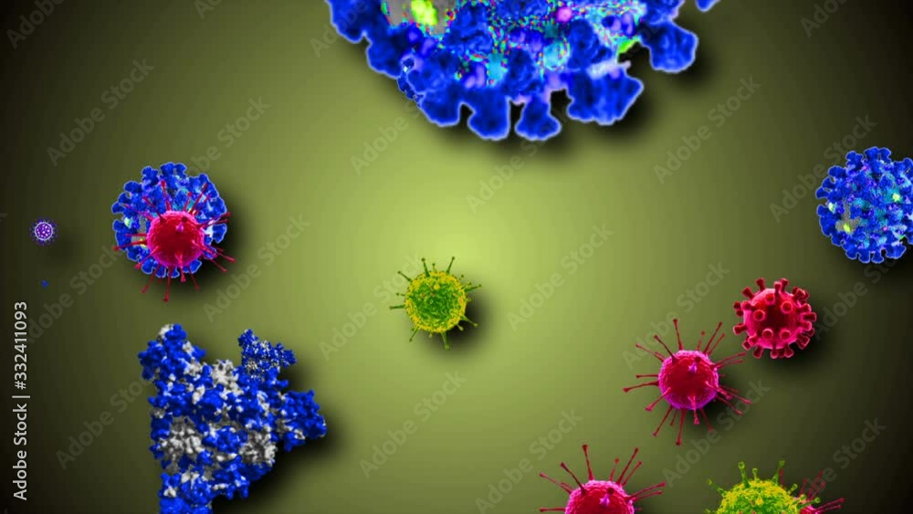 Medical illustration 2d, 3d animation background of cells, bacteria ...