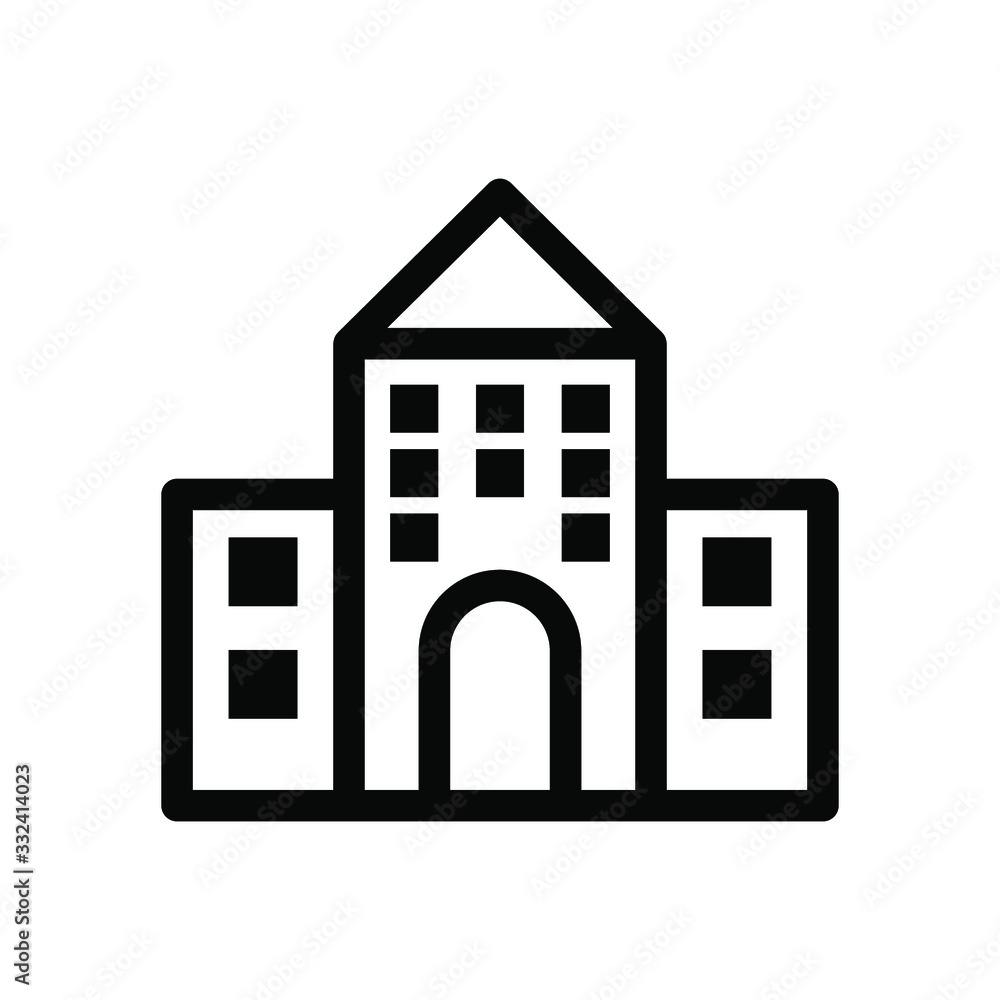 School building icon , template logo vector illustration emblem ...