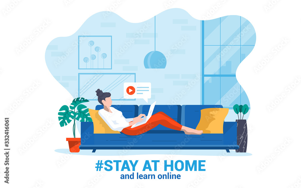Flat Modern design Illustration of Stay at home Stock Vector | Adobe Stock