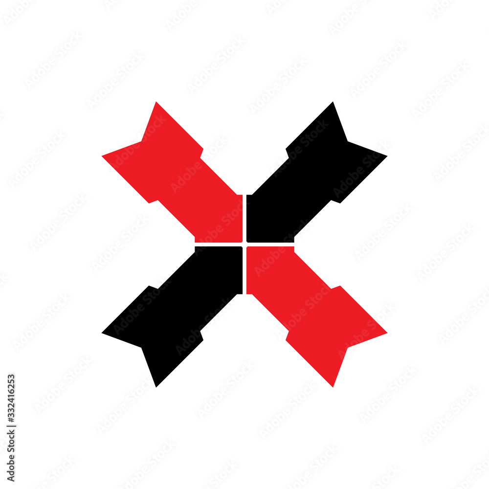 X letter with Four Arrow logo design vector Stock Vector | Adobe Stock