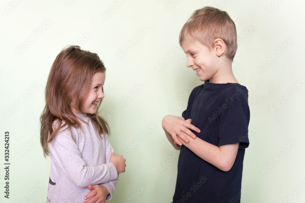 The boys and the girl look at each other and sweetly grovel. Brother ...