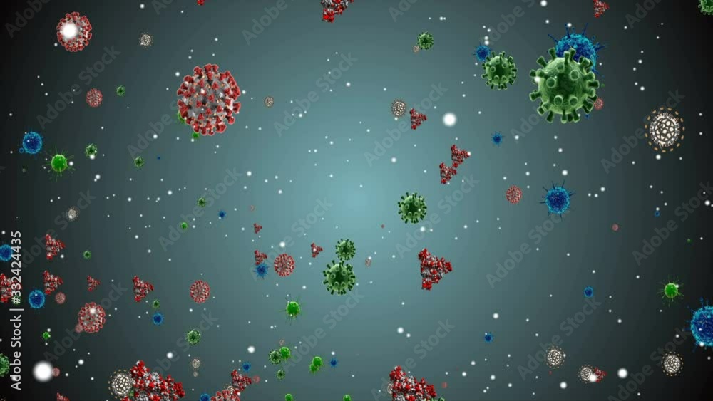 Medical illustration 2d, 3d animation background of cells, bacteria ...
