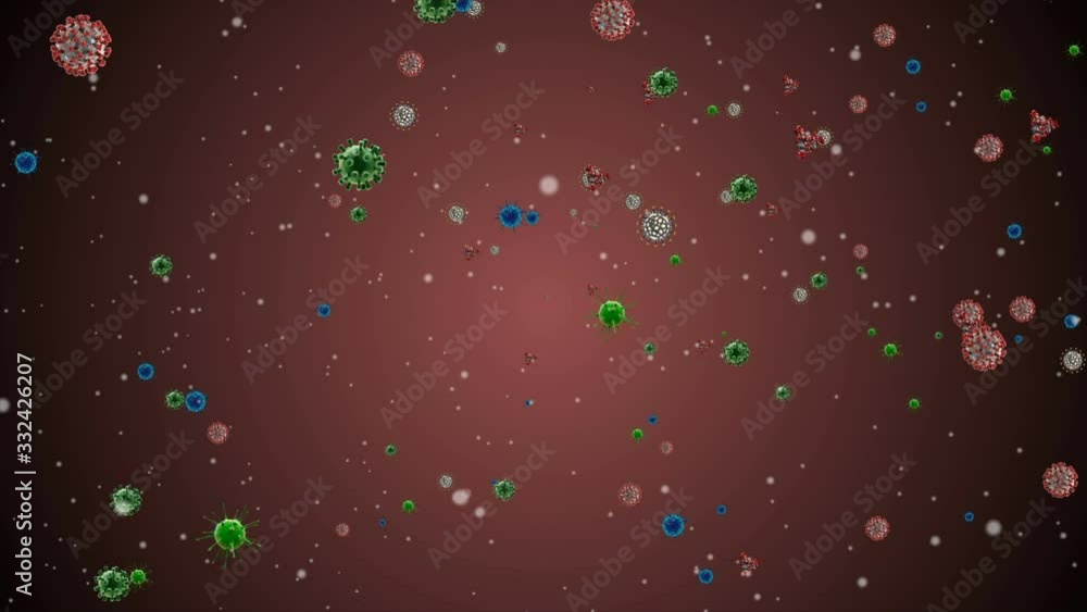 Medical illustration 2d, 3d animation background of cells, bacteria ...