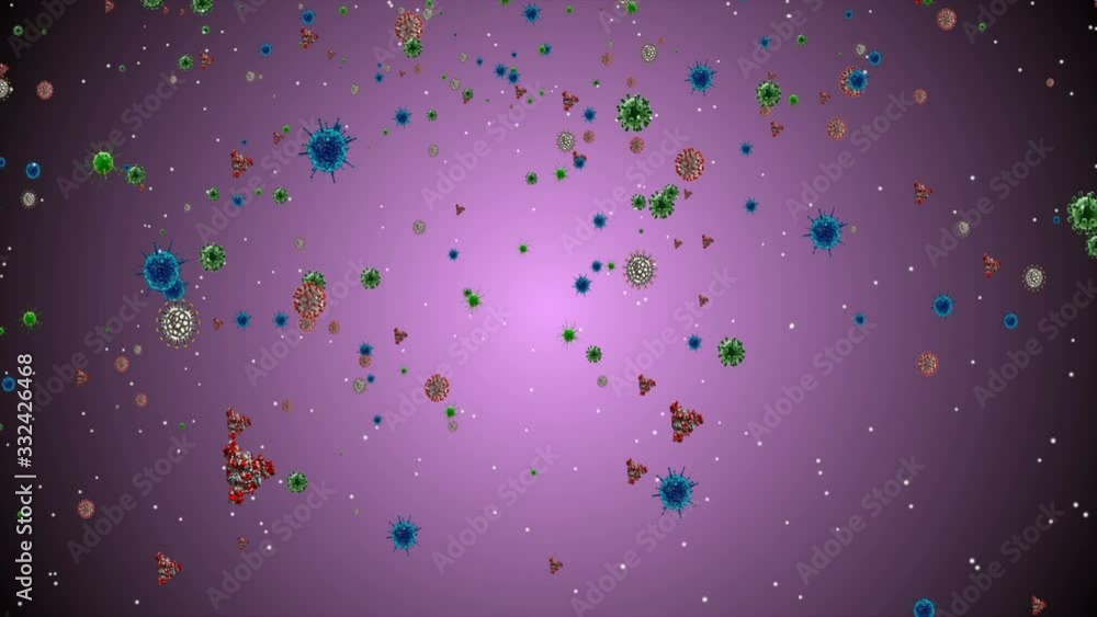 Medical illustration 2d, 3d animation background of cells, bacteria ...