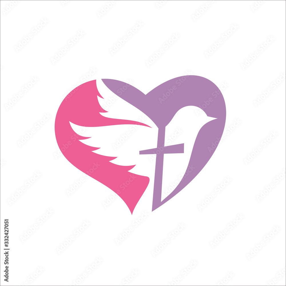 Dove with Heart Logo Vector Design Stock Vector | Adobe Stock
