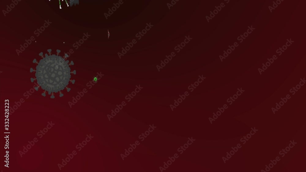 Medical illustration 2d, 3d animation background of cells, bacteria ...