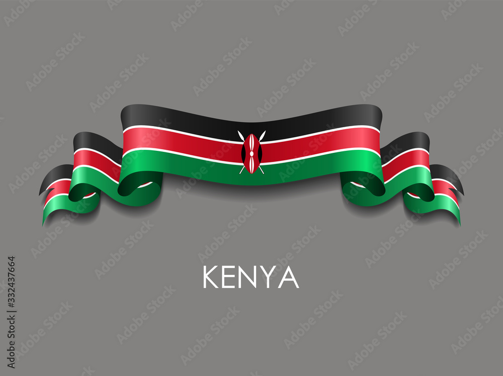 Kenyan flag wavy ribbon background. Vector illustration. Stock Vector ...