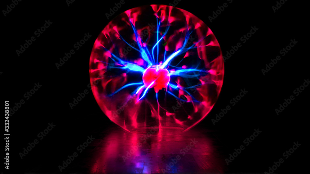 3D rendering of a plasma discharge lamp with high voltage lightning ...