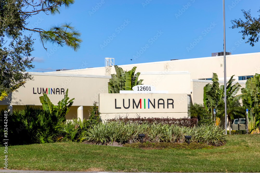 Luminar technology sign is seen outside their headquarters in Orlando ...