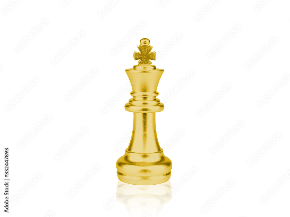 The gold King Chess pieces battle isolated on white background with ...
