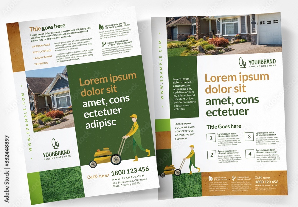 Gardener Landscaping Flyer Layout Stock Template | Adobe Stock
