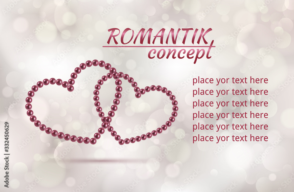 Two lovers hearts. Beautiful pearl heart. Intertwined hearts on elegant ...