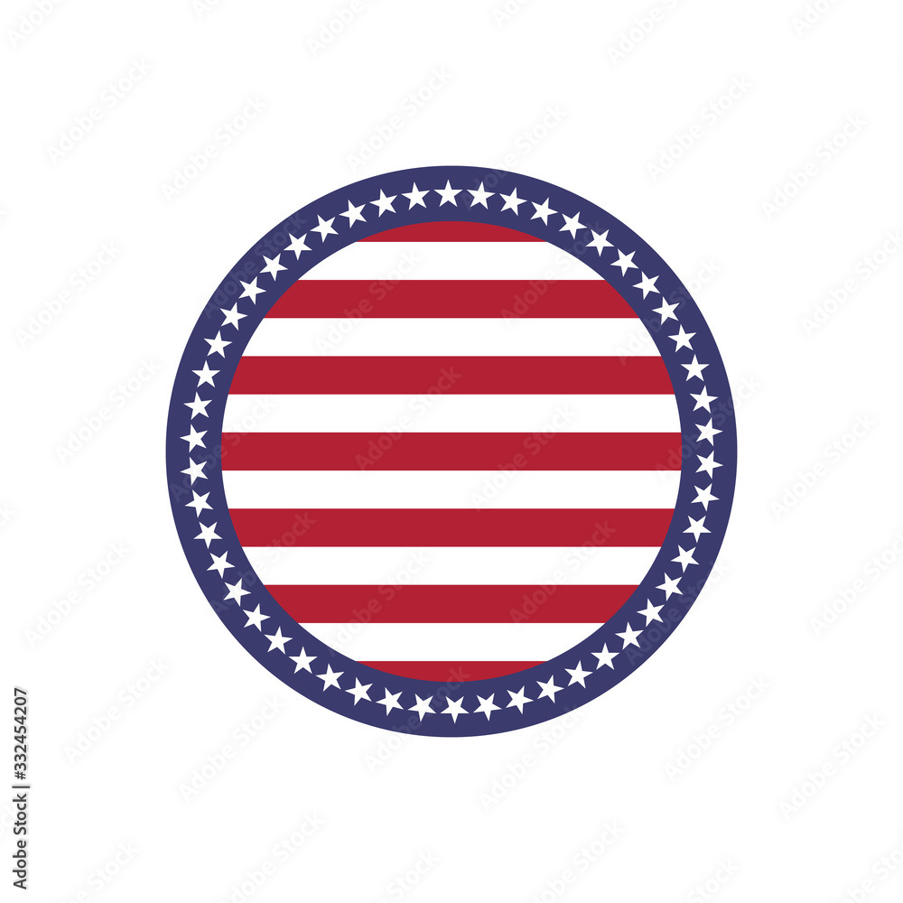 Round frame American flag stylized, USA round patriotic badge with red ...