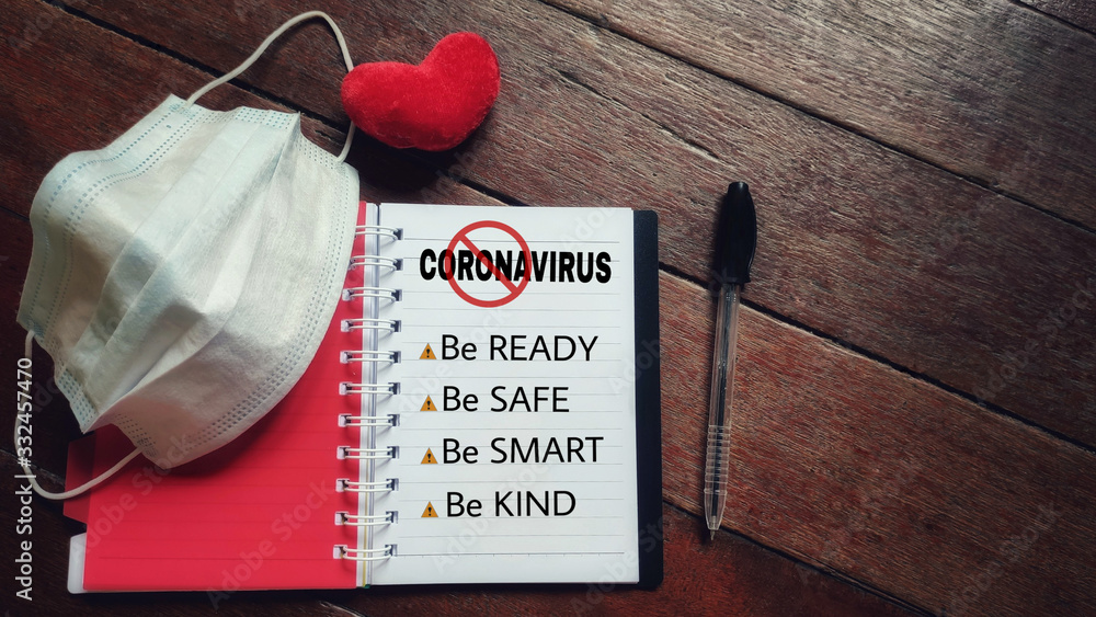 awareness concept - text coronavirus with stop sign and advice note ...