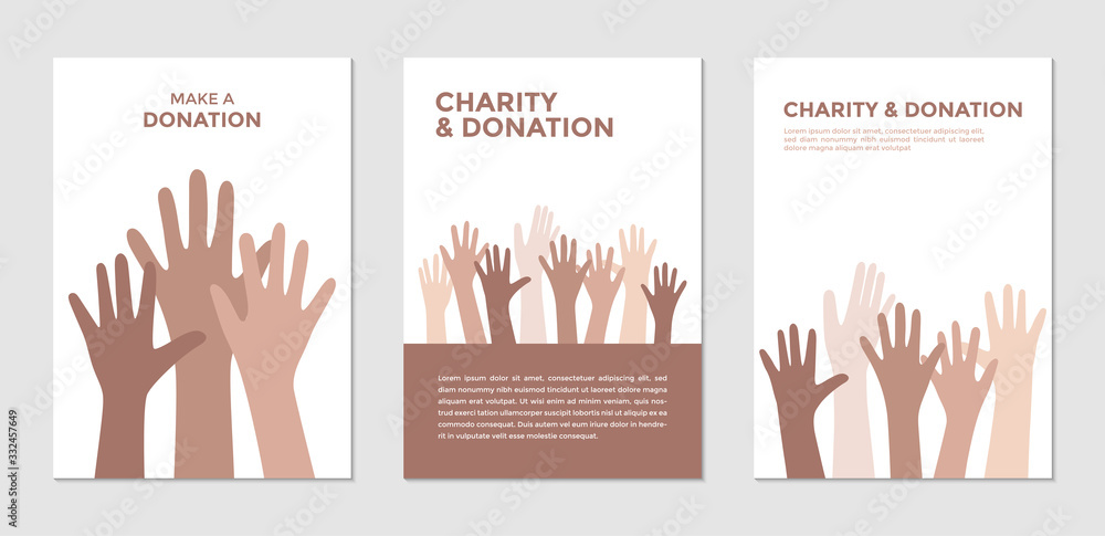 Charity and donation posters set. Make a donation. Vector template for ...