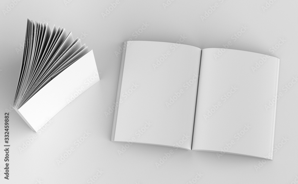 Book Spread Cover Magazine Mockup 3d Template Viz Stock Illustration ...